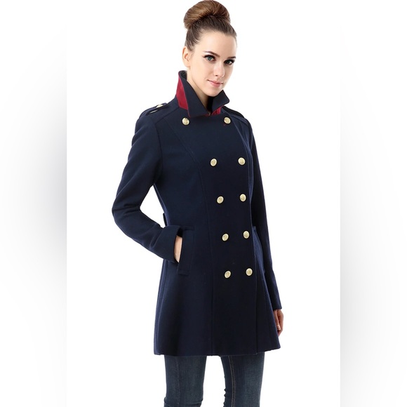 Bgsd | Jackets & Coats | Wool Blended Military Style Coat Navy | Poshmark